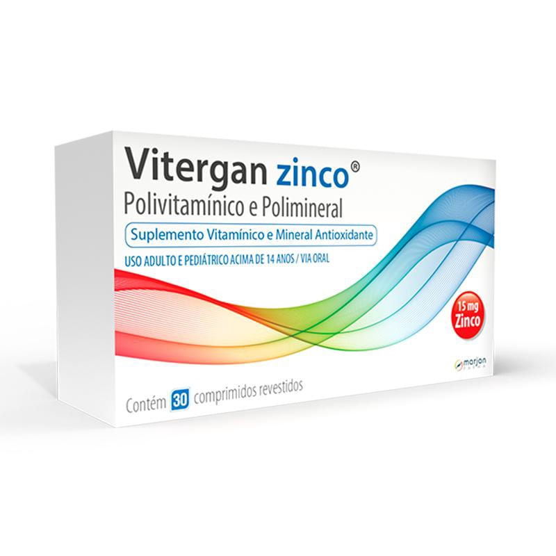 Vitergan Zinco 15mg 30 Comprimidos Revestidos em Promoção | Ofertas na ...