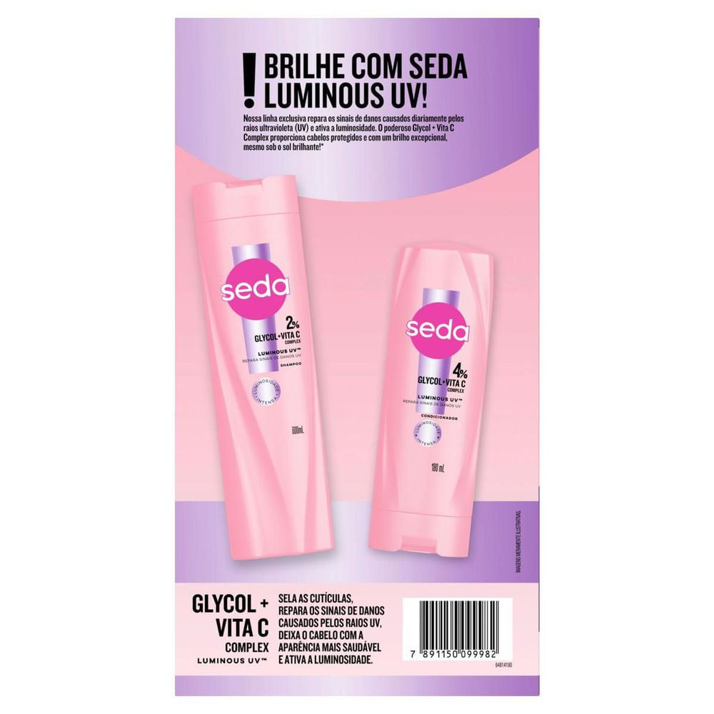 Kit Shampoo 300ml + Condicionador 190ml Seda Luminous UV em Promoção ...