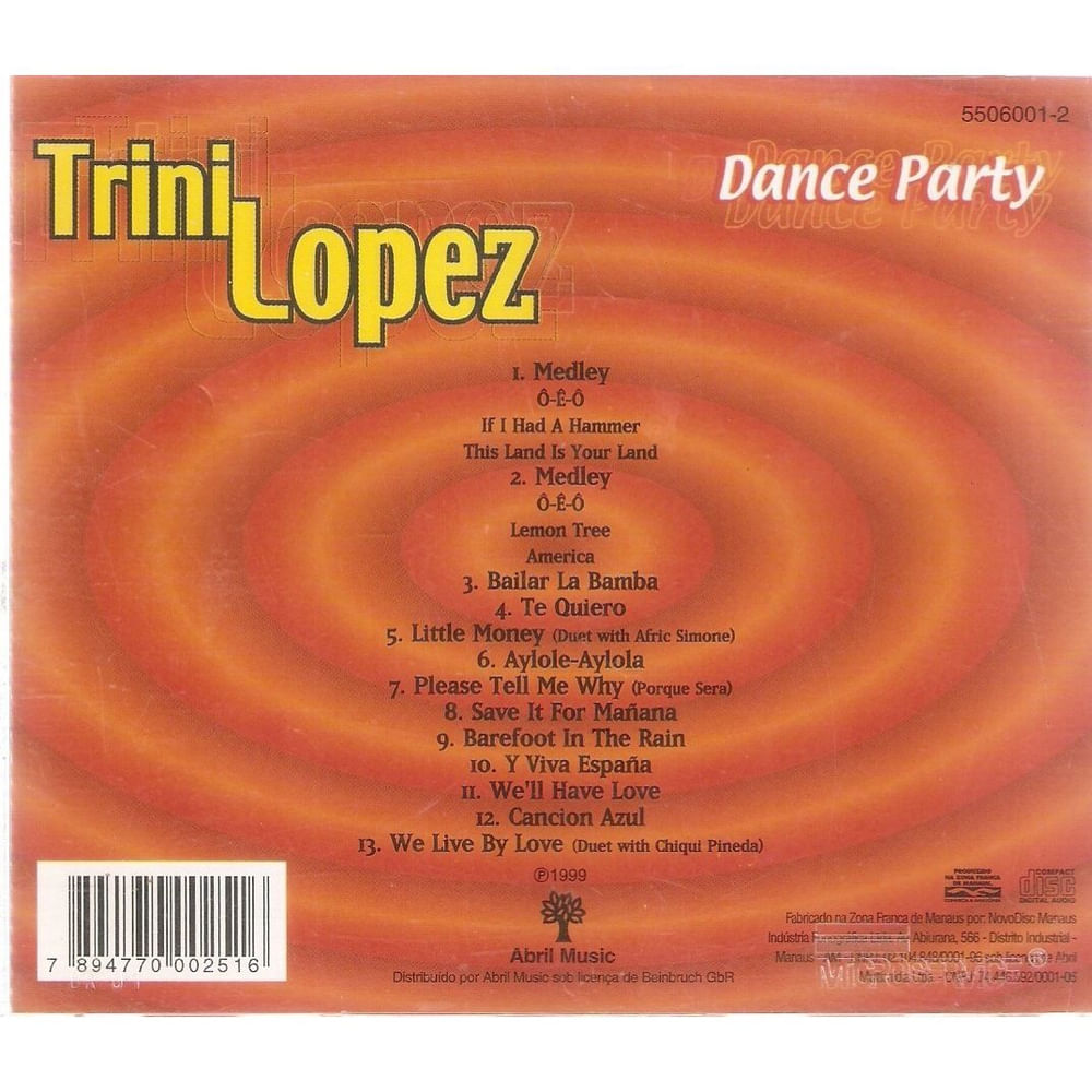 Cd Trini Lopez - Dance Party em Promoção | Ofertas na Americanas