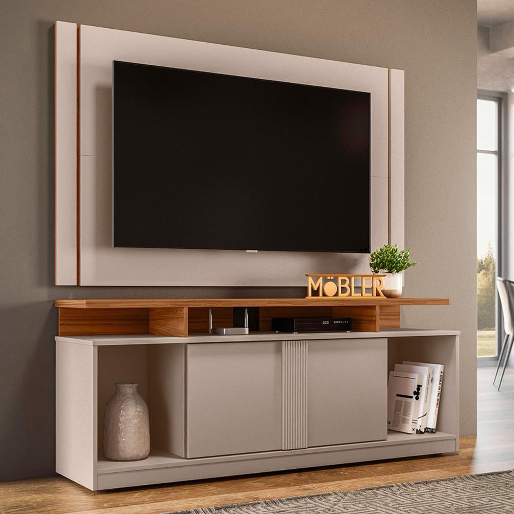 Rack Bancada Milan com Painel Real para TV até 65 - Mobler Grigio ...