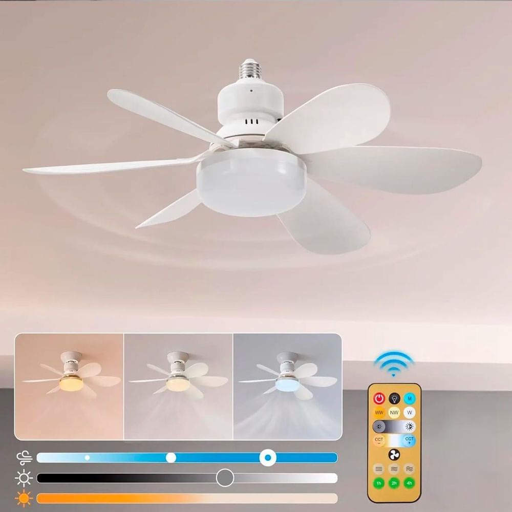 Ventilador Teto 6 Pás Moderna Lâmpada Controle E Silencioso em Promoção ...