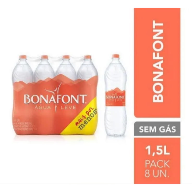 Bonafont pacote 8 garrafas Agua Mineral Natural Sem Gás - danone em ...