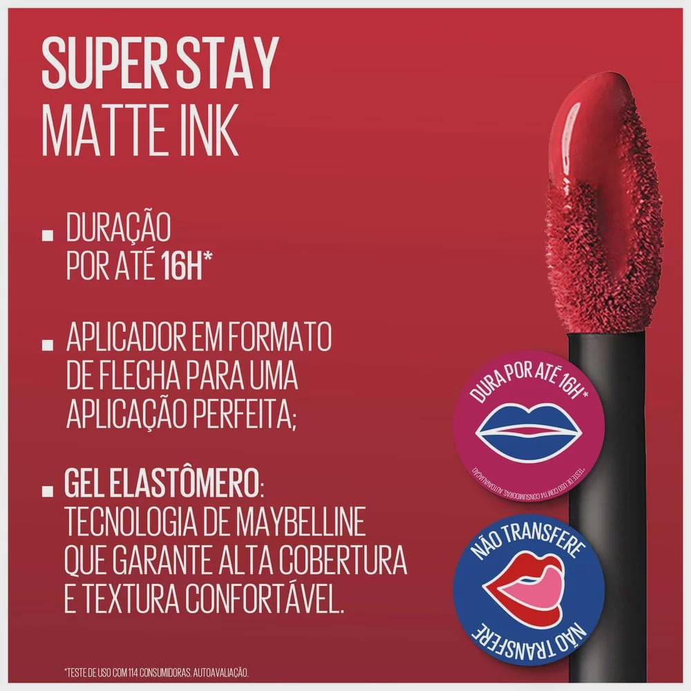 Batom líquido longa duração maybelline superstay matte ink 20 pioneer ...