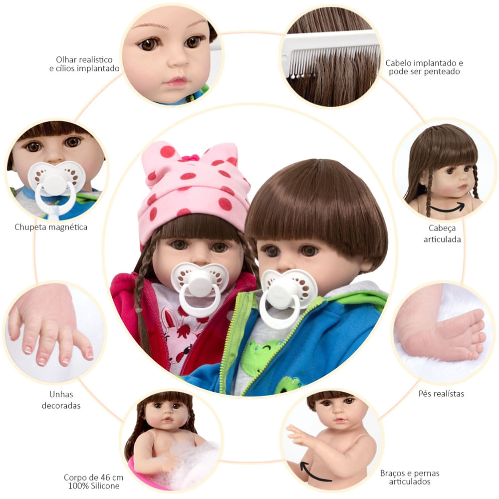 Boneca Reborn Gêmeos Girafa Corpo de Vinil Siliconado Itens em Promoção ...