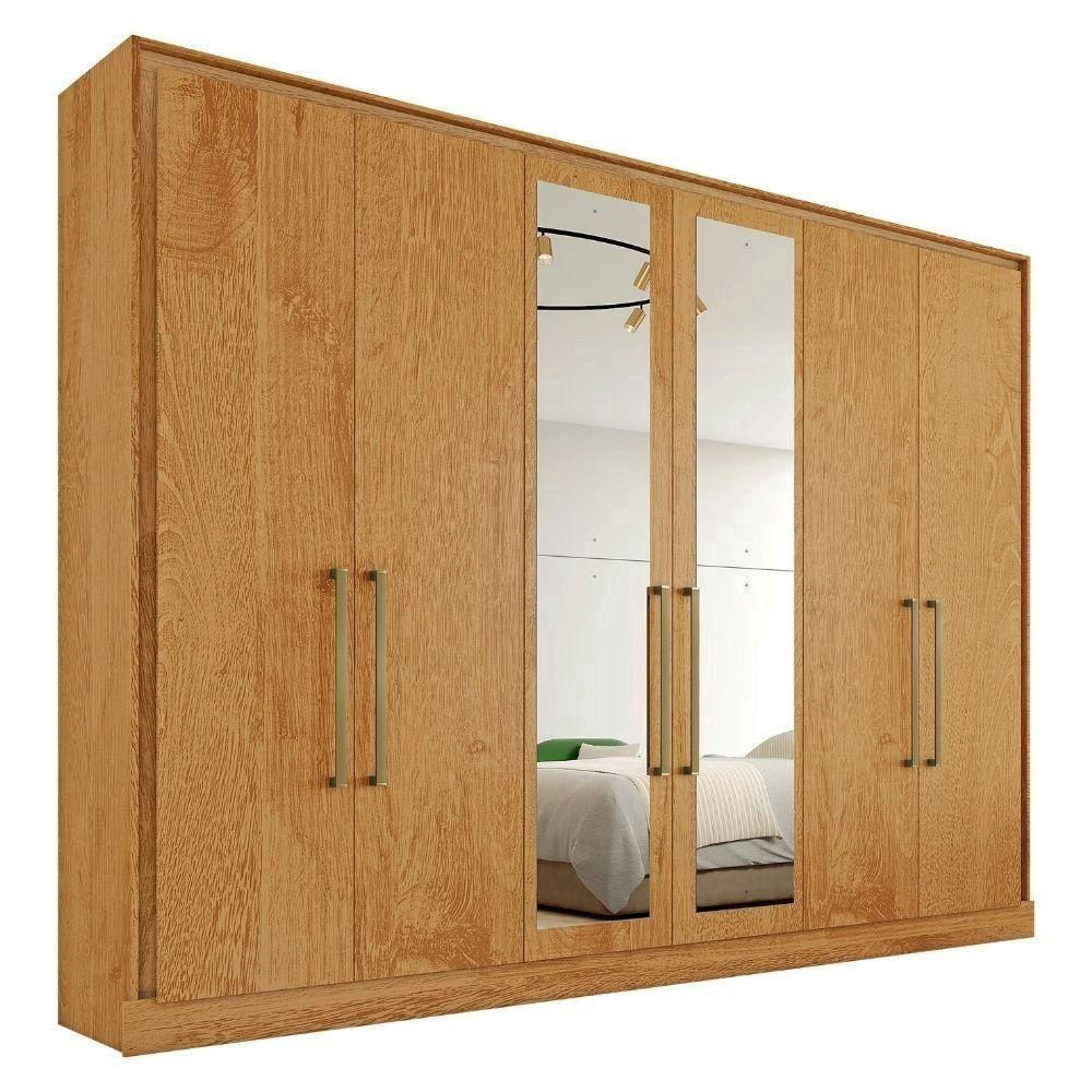 Guarda Roupa 6 Portas 100% Mdf Com Espelho Argos Made Marcs Peroba em ...