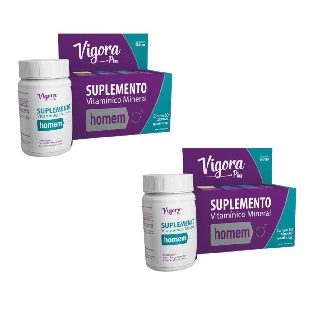 Kit Vigora Plus Homem Com 2 Caixas De 60 Cápsulas Cada em Promoção ...