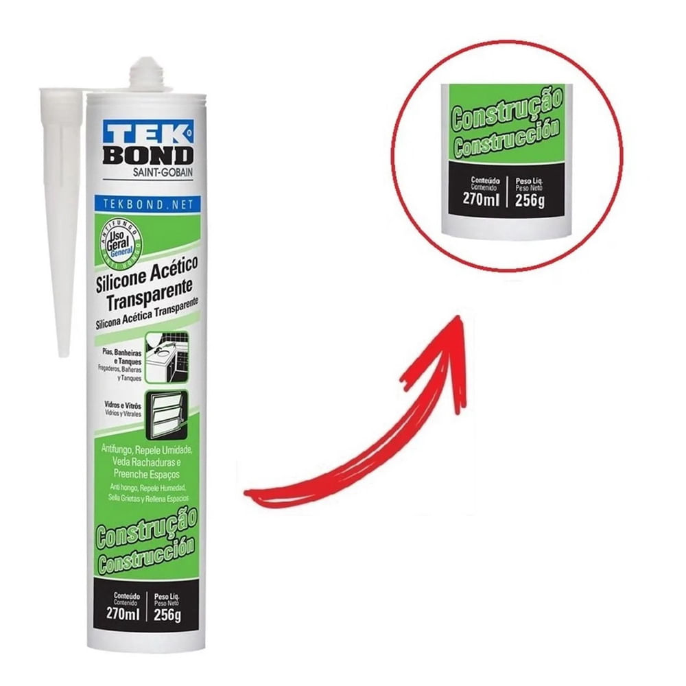 Silicone Cola Multi Uso Acético Incolor Tek Bond 256g em Promoção ...