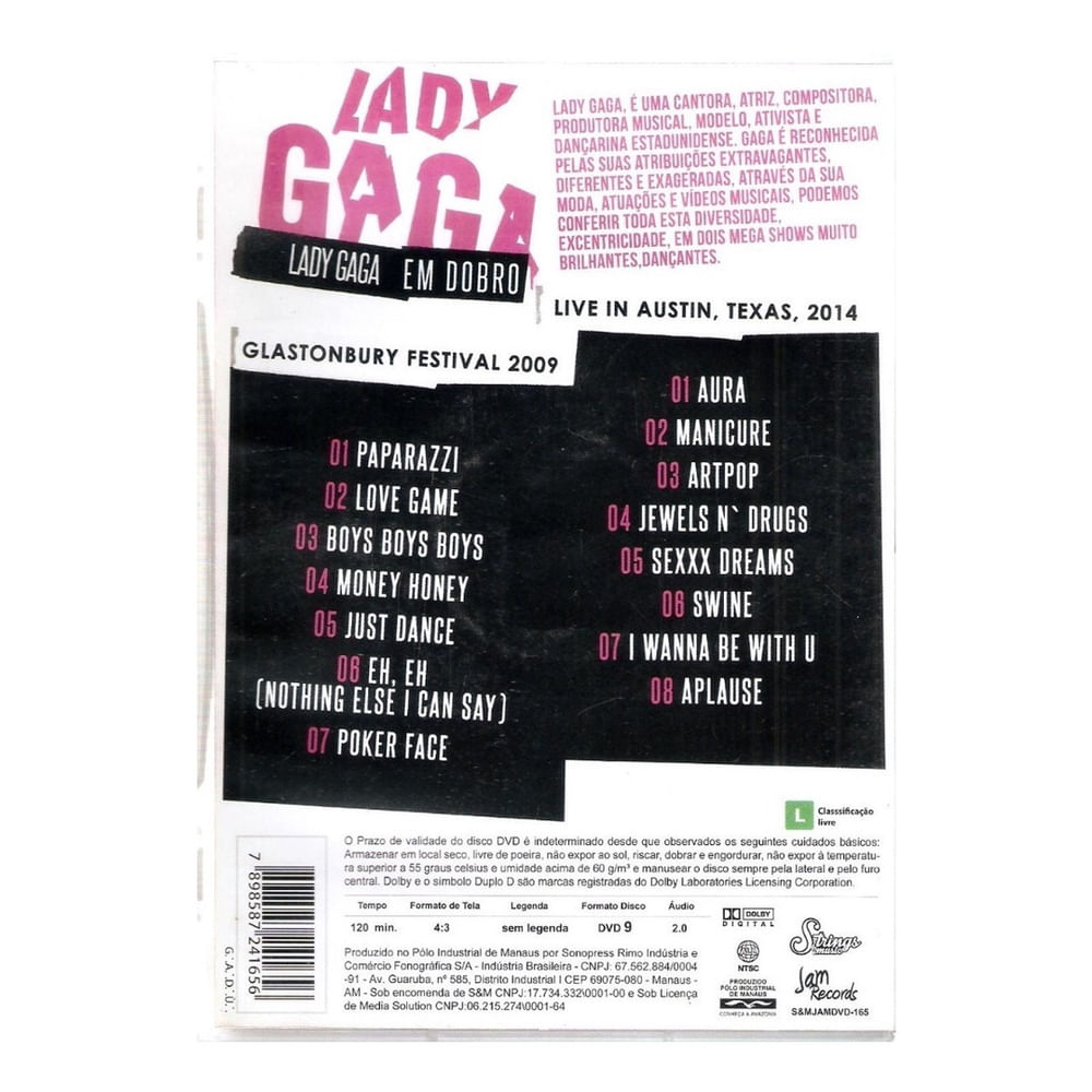 Dvd Lady Gaga - Em Dobro em Promoção | Ofertas na Americanas