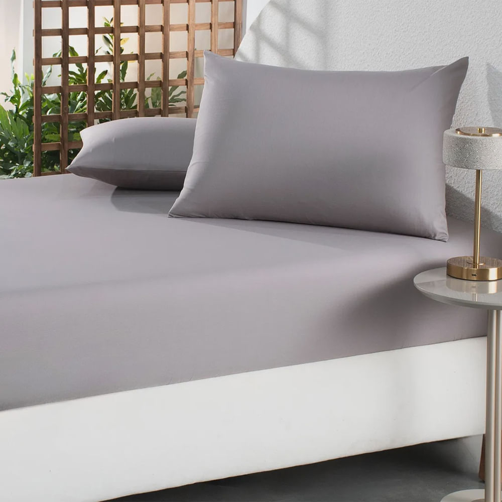 Jogo de Cama Queen Altenburg 3 peças Percal 180 Fios Marrom Shitake em ...