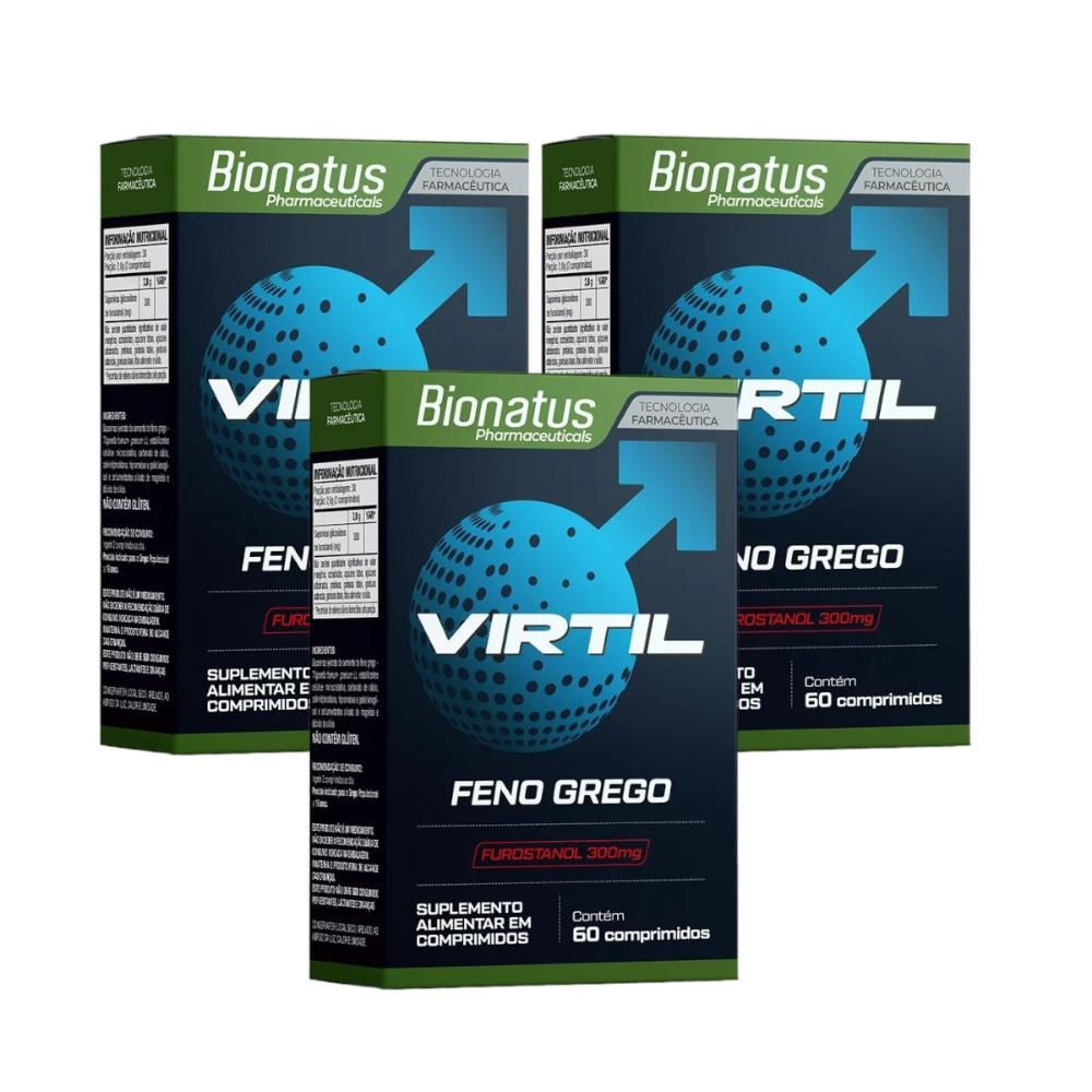 Kit Virtil Feno Grego Com 3 Caixas De 60 Comprimidos Cada em Promoção ...