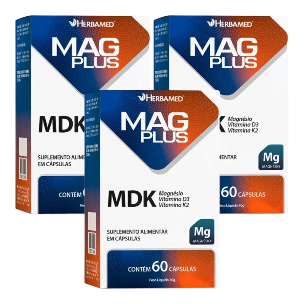Mag Plus mdk Herbamed Kit Com 3 Caixas De 60 Cápsulas cada em Promoção ...