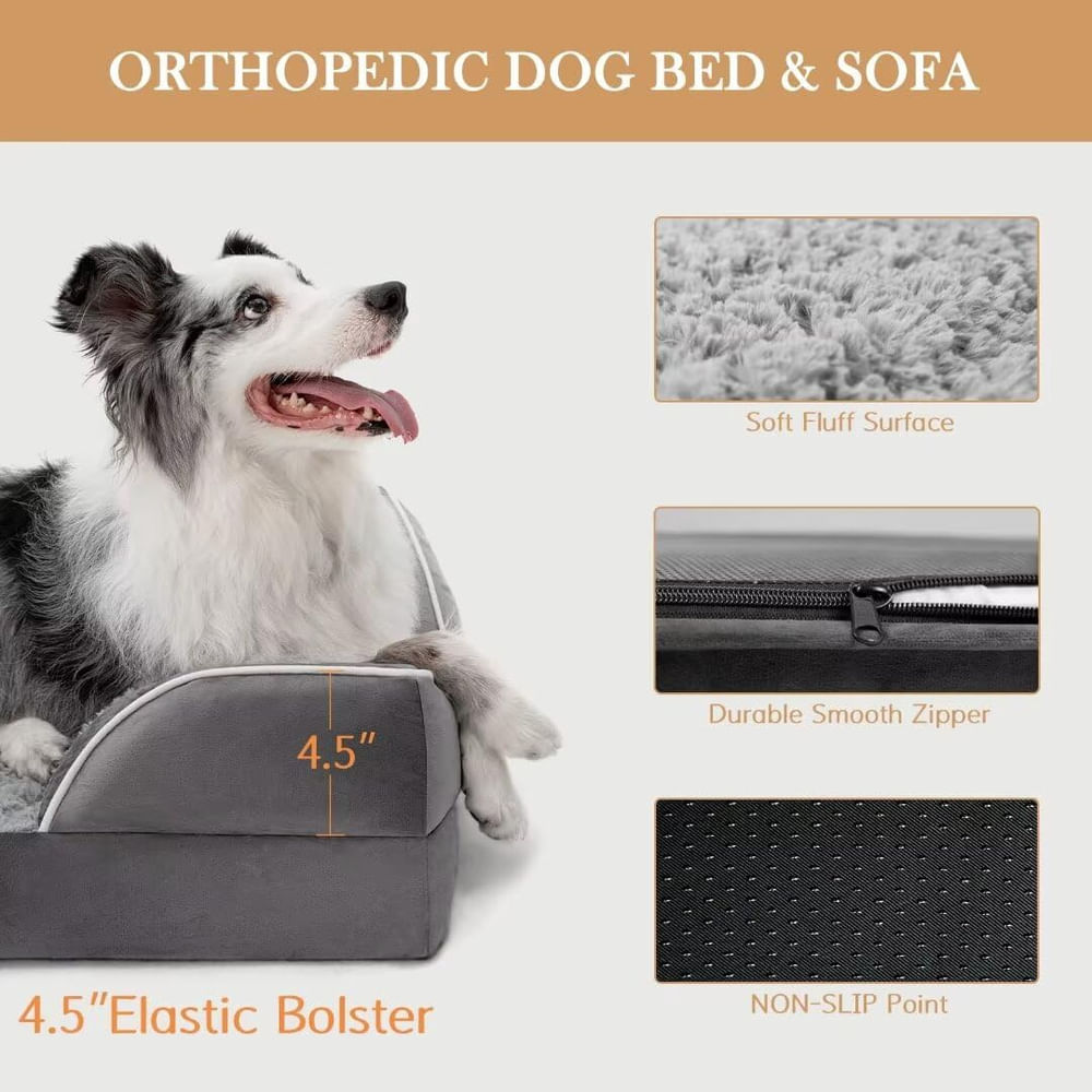 Cama para cães Comfort Expression Espuma Ortopédica Impermeável Cinza ...