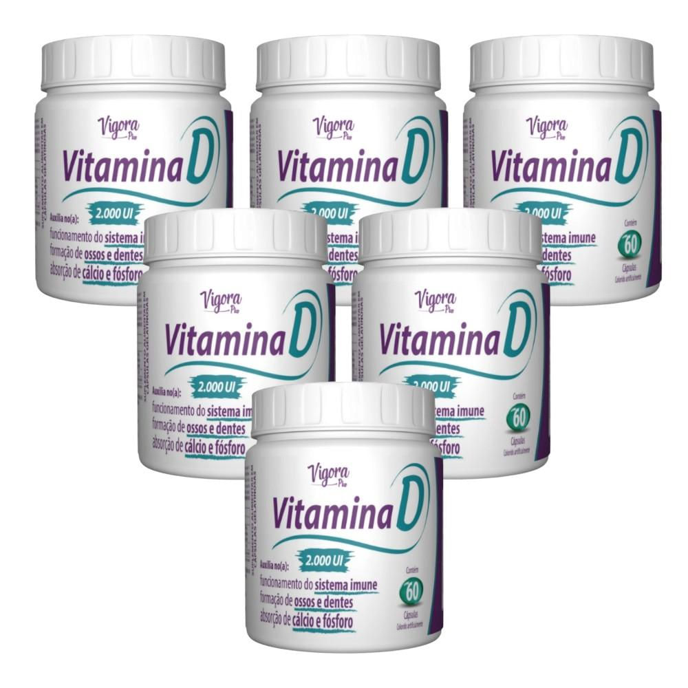 Kit Vigora Vitamina D 2.000UI Com 6 Potes De 60 Cápsulas Cada em ...