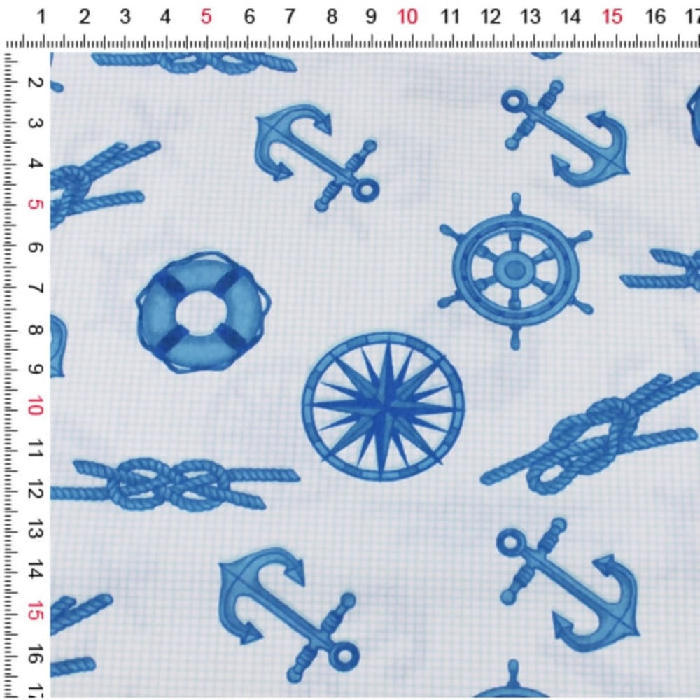 Tecido Tricoline Composé Náutico Veleiro Azul em Promoção | Ofertas na ...