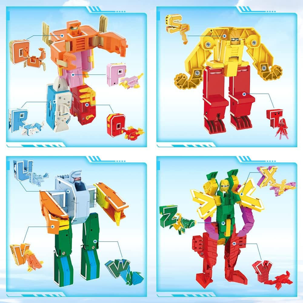 Brinquedo veais Alphabots Transformers Alphabet Animal para crianças de ...