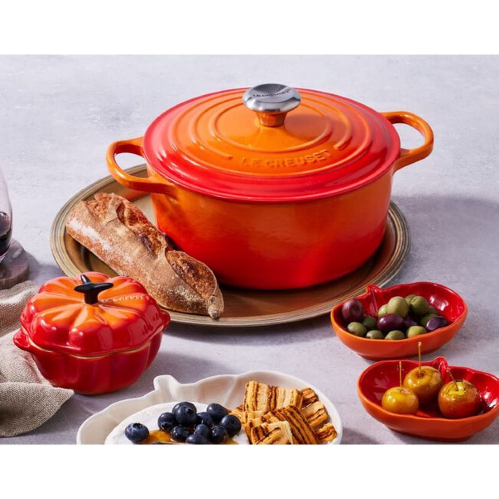 Kit jogo de panelas redonda buffet grelha le creuset laranja em ...