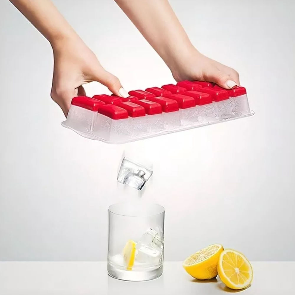 Forma Para Cubo Ice Gelo Rígida E Flexível Fundo Silicone 16 Cubos em ...