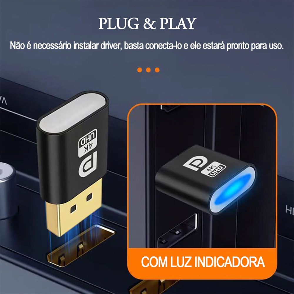 Displayport Dummy Plug Virtual Display 4k Adaptador Monitor em Promoção ...