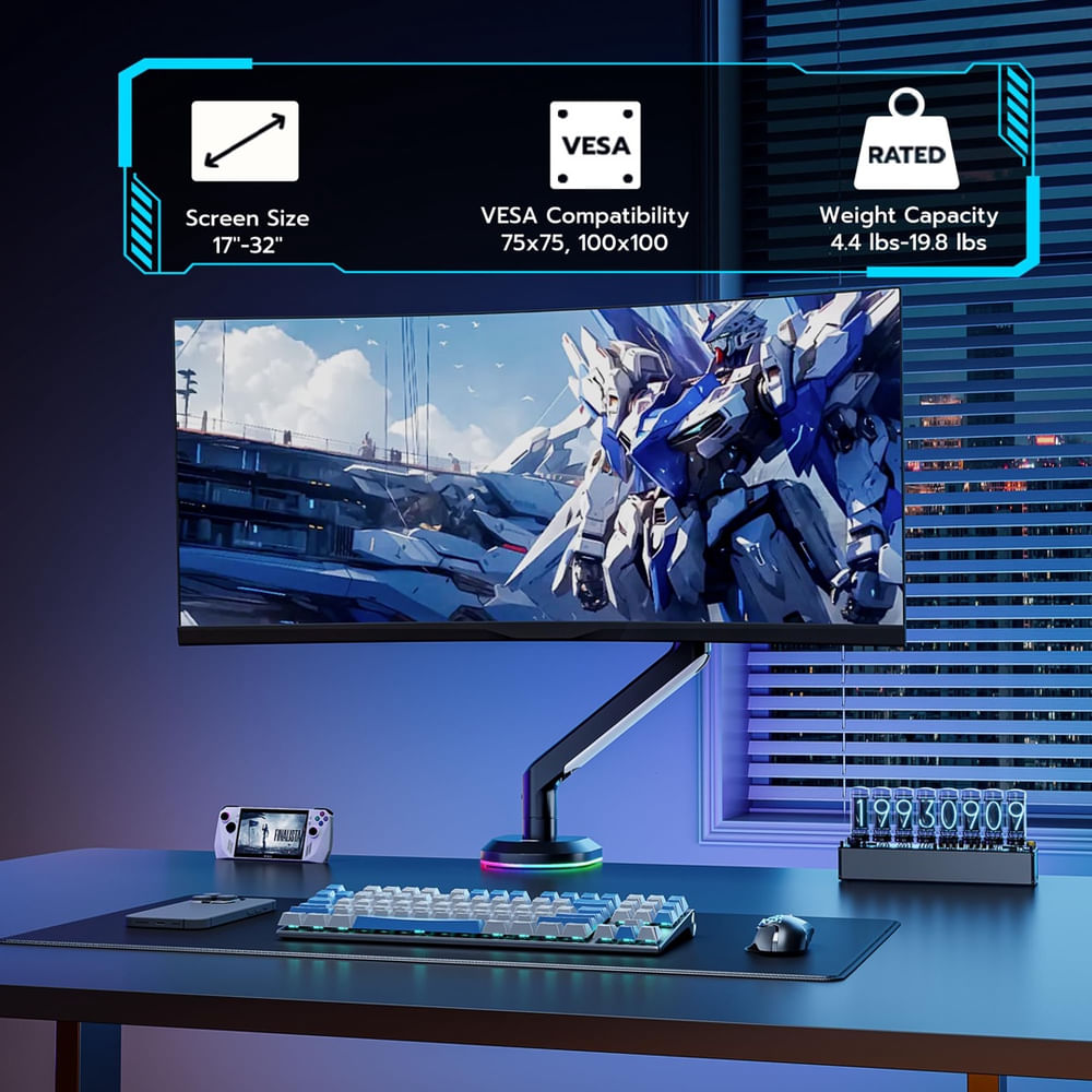 Suporte de mesa para monitor ares wing rgb para monitores de 32 ...