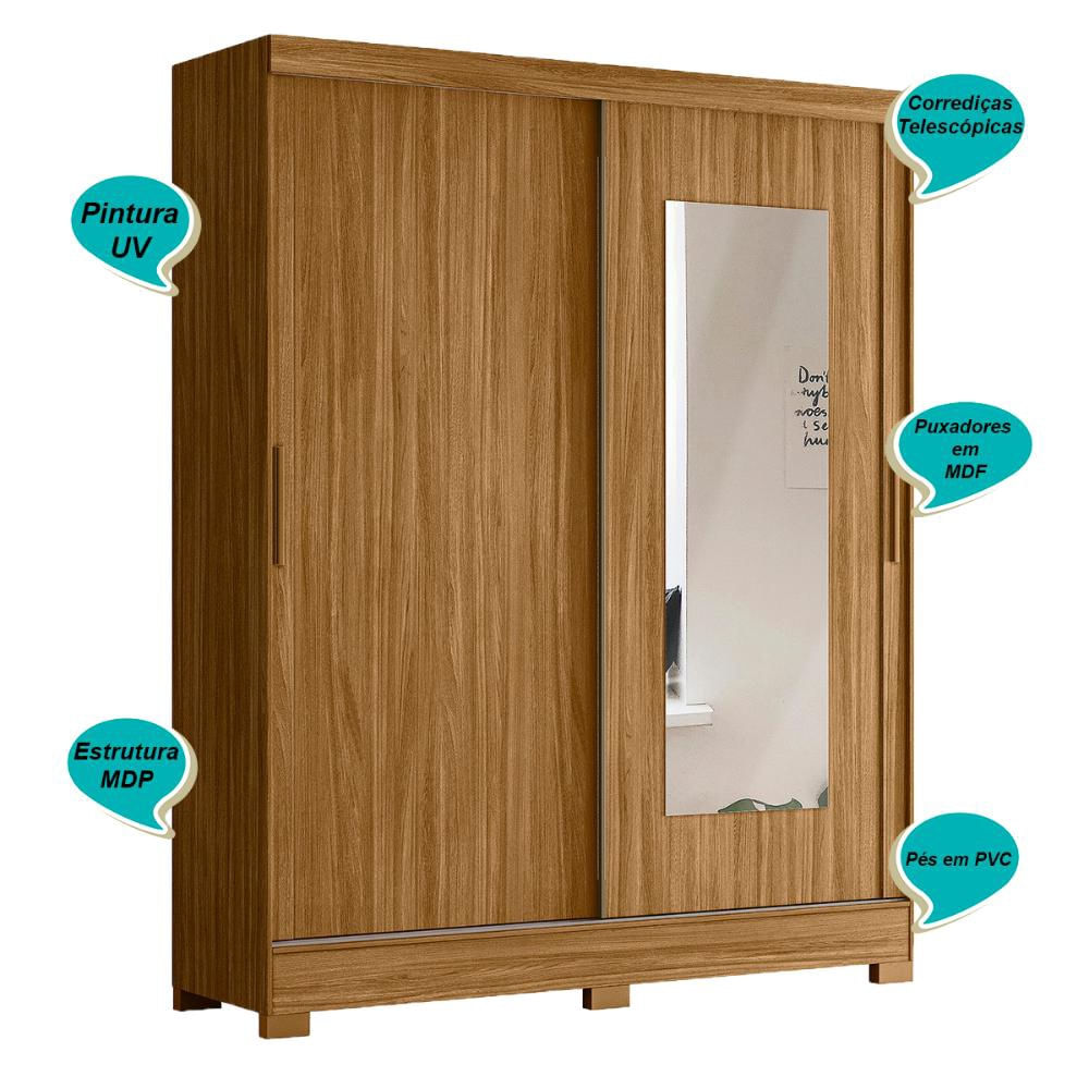 Guarda Roupa Casal 2 Portas 2 Gavetas com Espelho Freijó Nilo - Moval ...