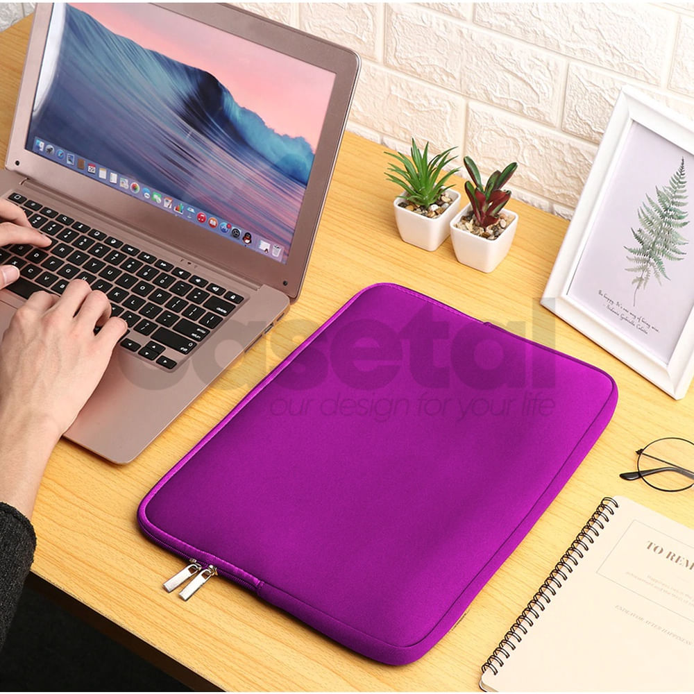 Capa Case Pasta Maleta Notebook Neoprene 17 17.3 Polegadas Roxa em ...