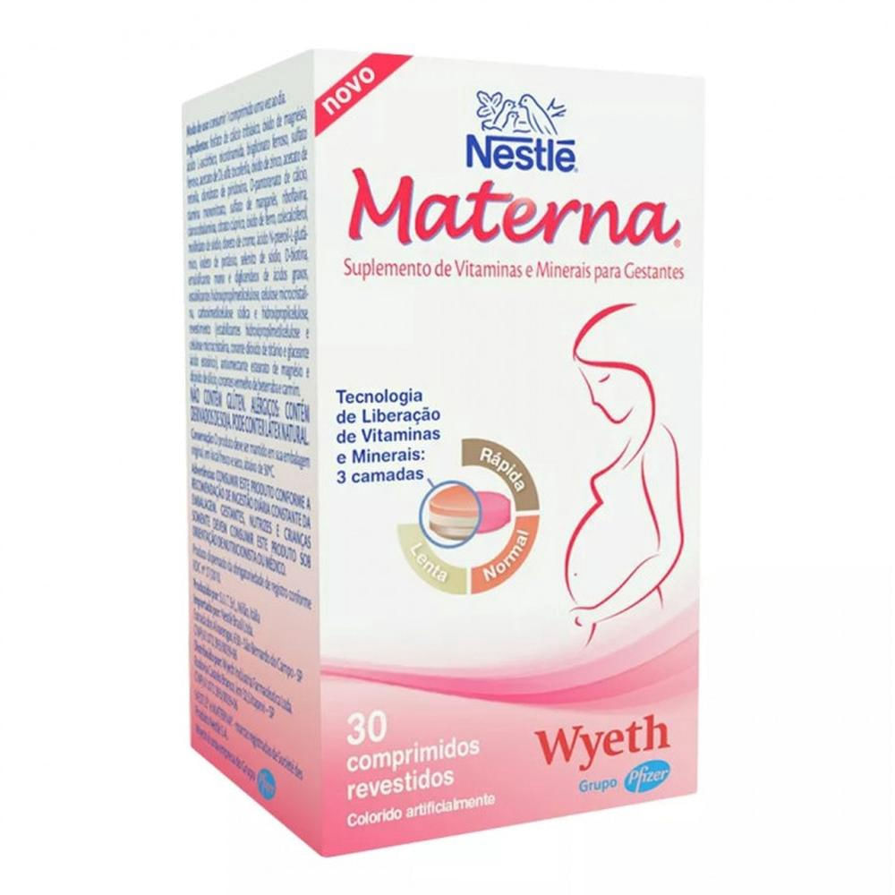 Materna Suplemento Vitamínico Mineral para Gestante 30 Comprimidos em ...