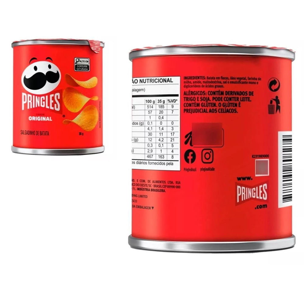 Kit 25 Unidades Mini Batata Pringles Pequena 35 Gramas em Promoção ...