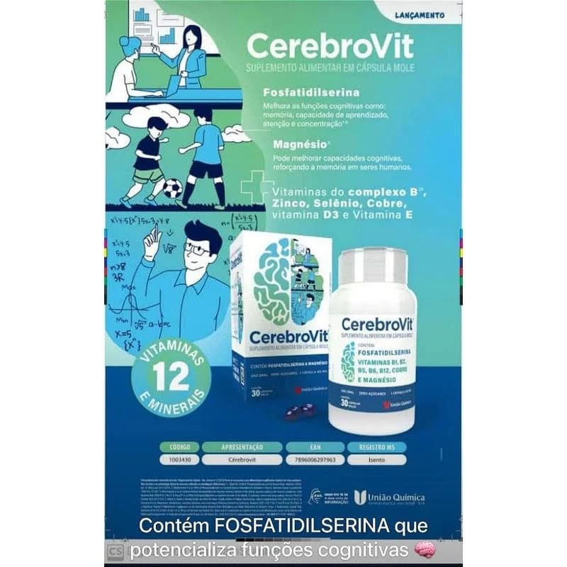 Kit 2 Suplementos CerebroVit 30 Capsulas – União Quimica em Promoção ...