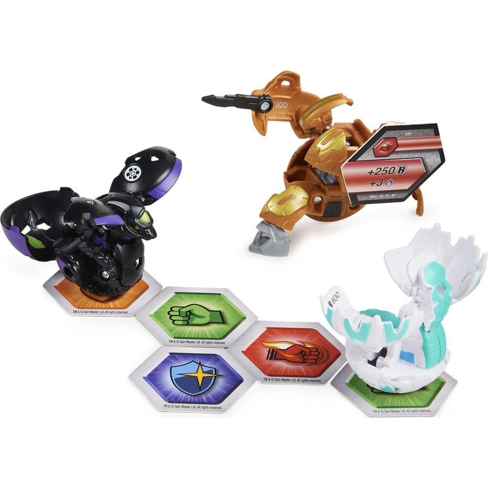 Pacote inicial de bonecos de ação Bakugan, pacote com 3 unidades ...