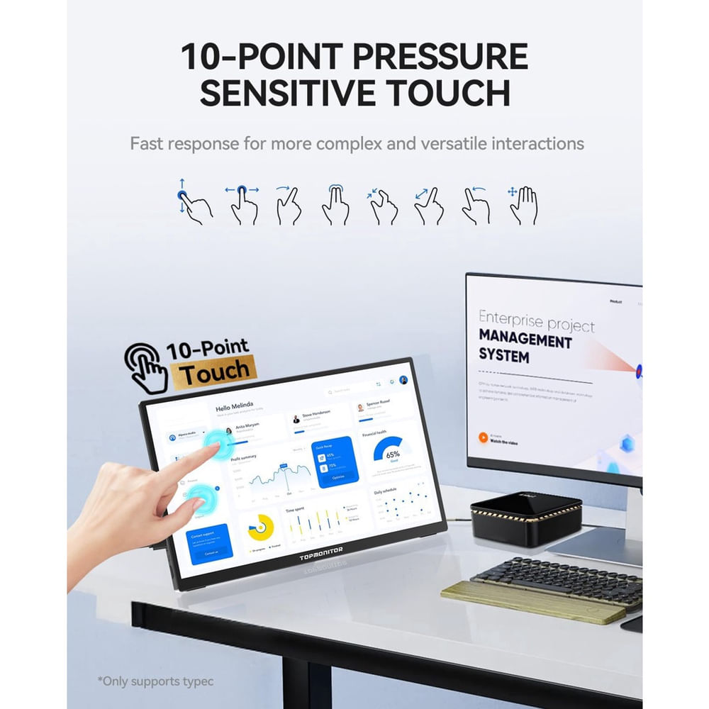 Monitor portátil Topmonitor com tela sensível ao toque de 15,6 ...