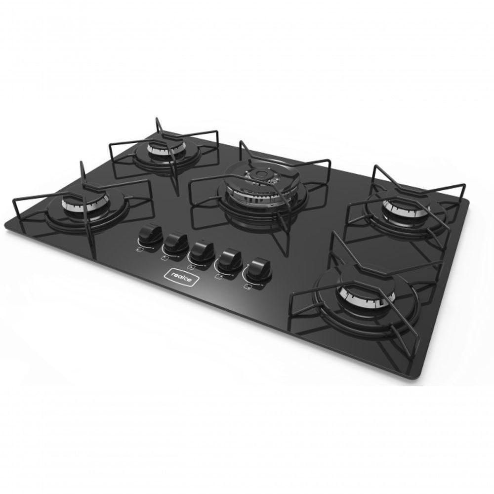 Cooktop 5 Bocas T Chama Atalanta Preto / Bivolt Realce em Promoção ...