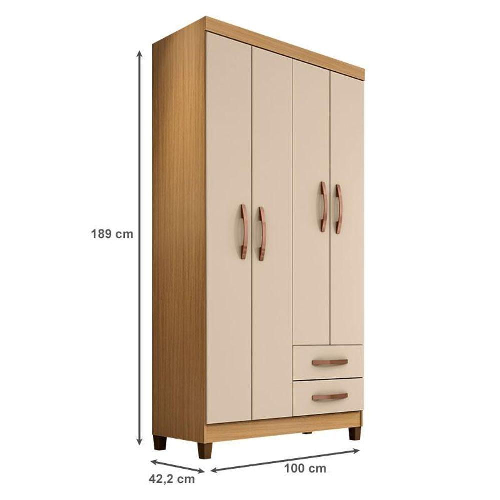 Guarda Roupa Solteiro Modena 4 Portas Carvalho Americano Off White ...